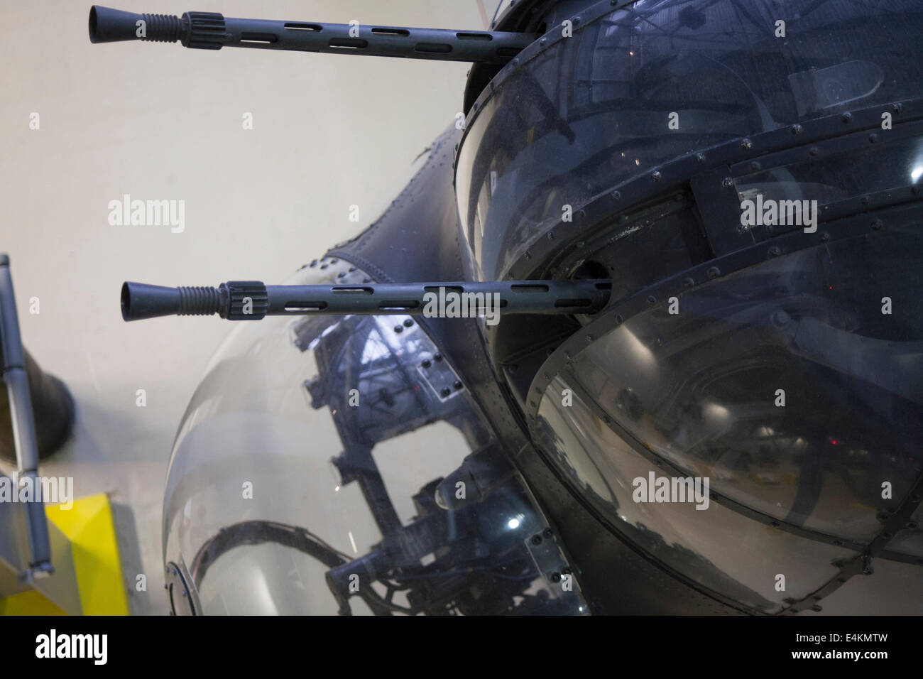Gun turret of an Avro Lancaster Bomber at Duxford Imperial War Museum ...