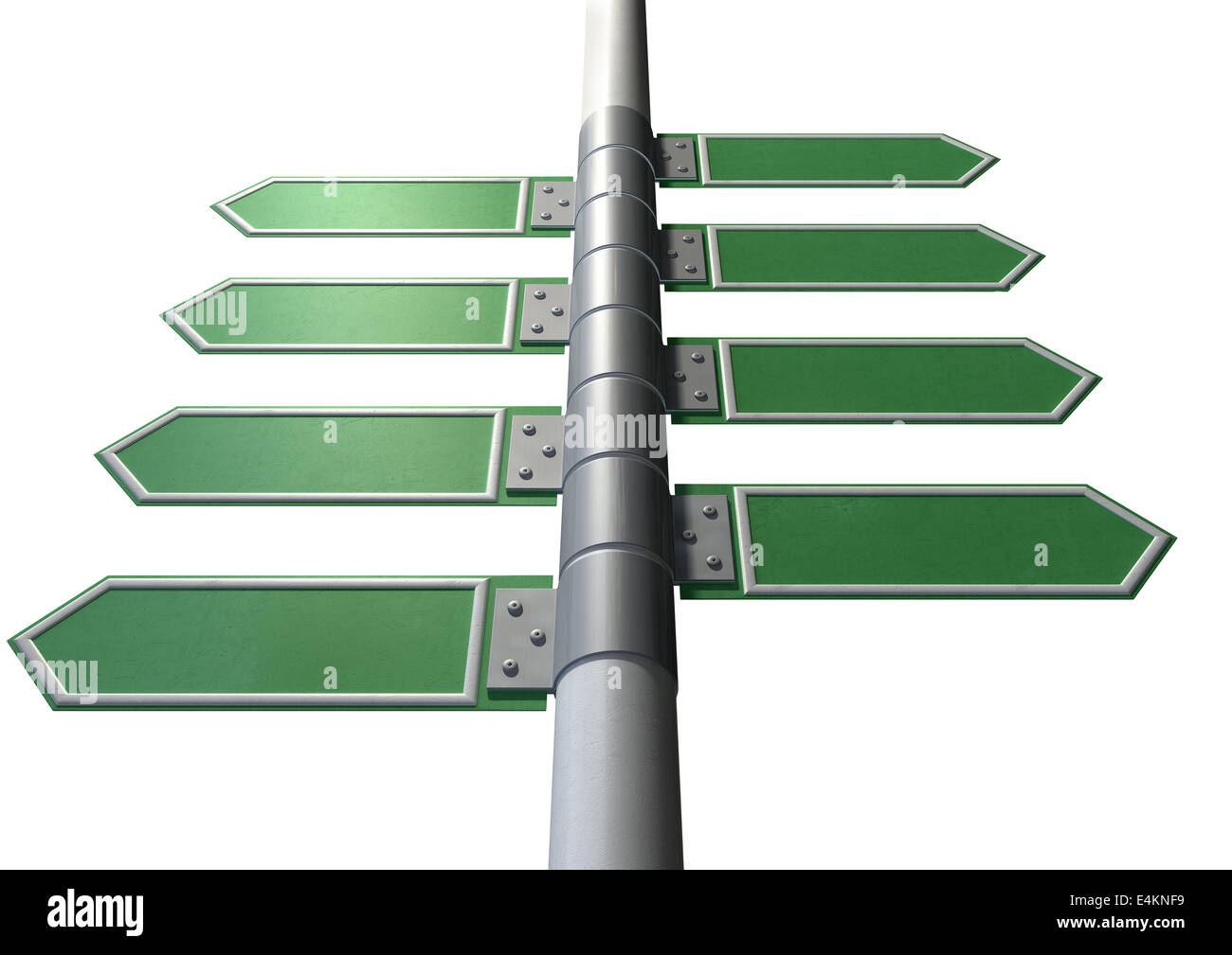 A collection of generic blank directional street signs eith facing left ...