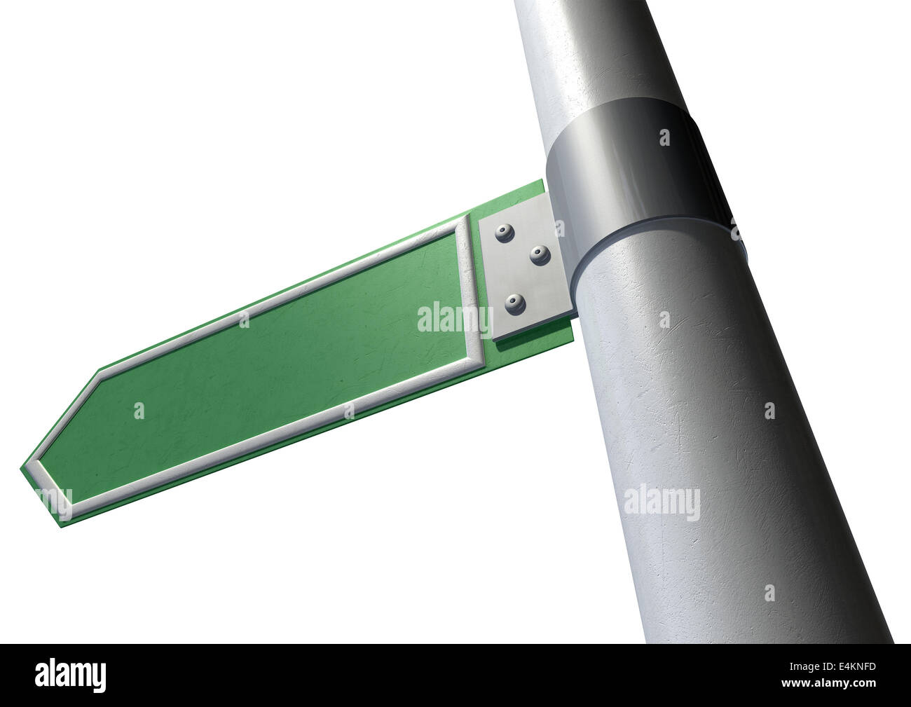 A generic blank directional street sign on a pole on an isolated white ...