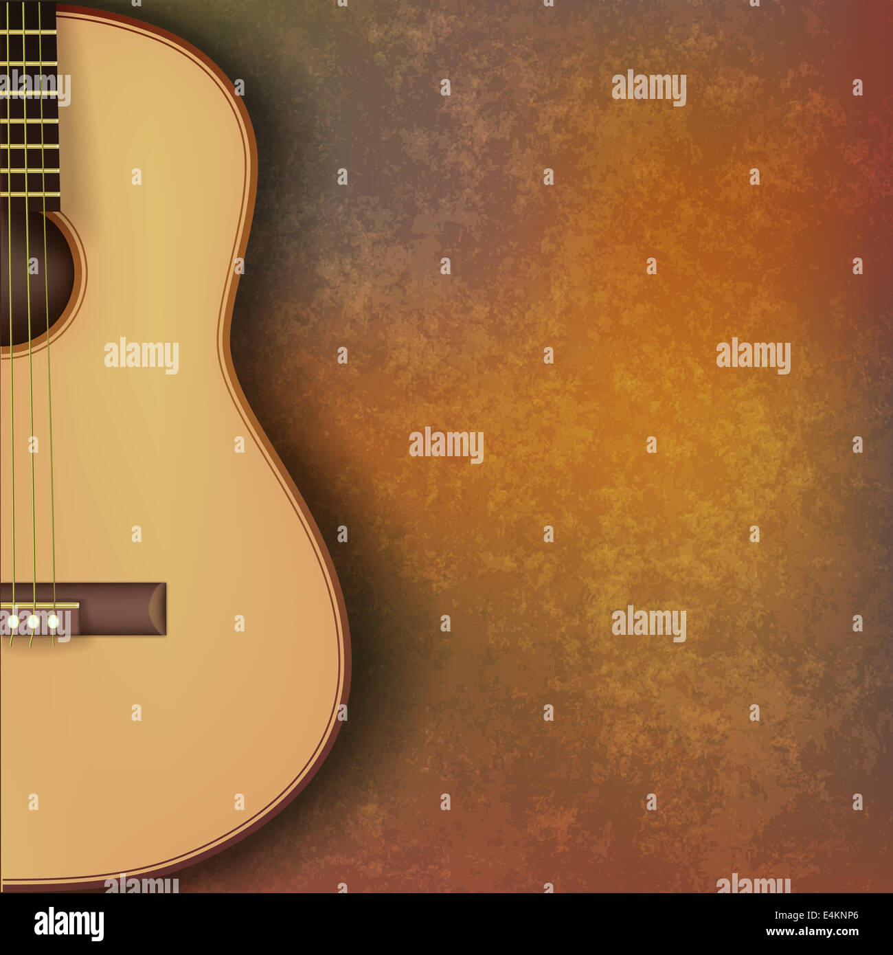 abstract grunge music background with guitar on brown stone texture ...