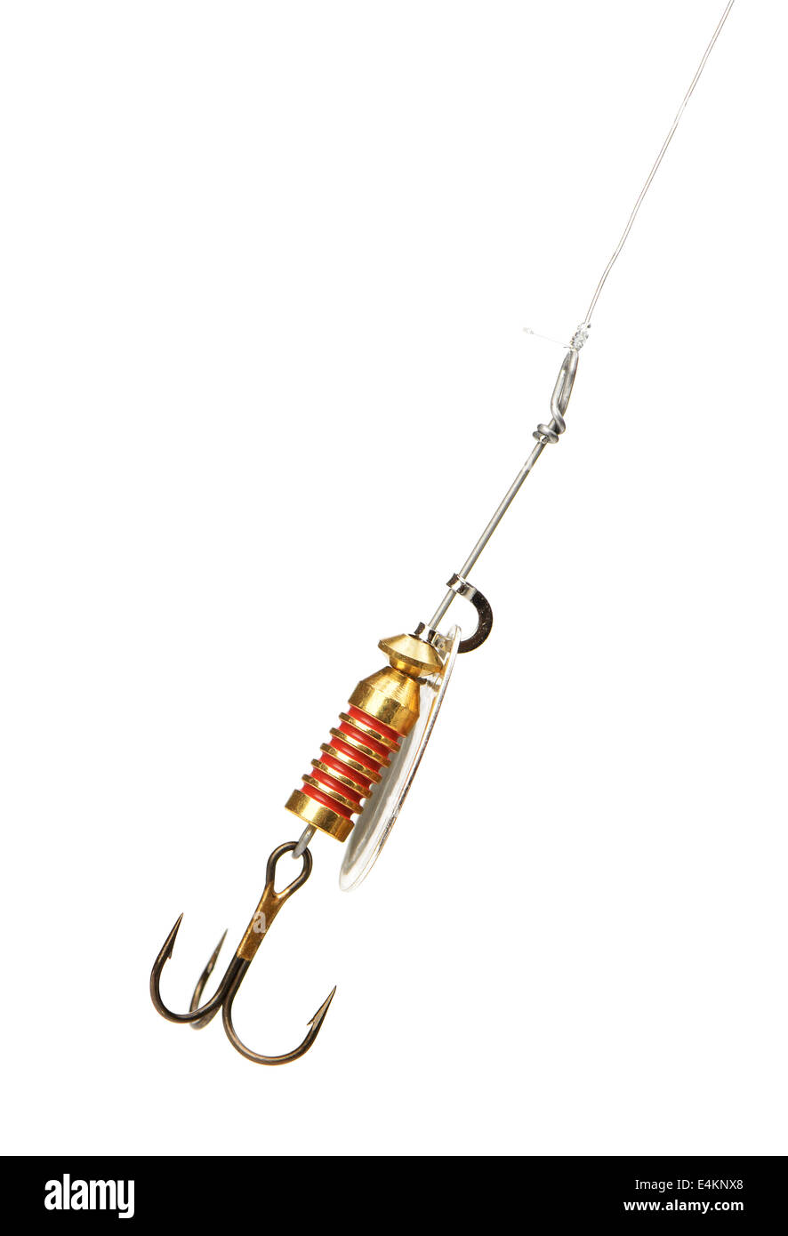 Fishing lure on fishing line Stock Photo - Alamy