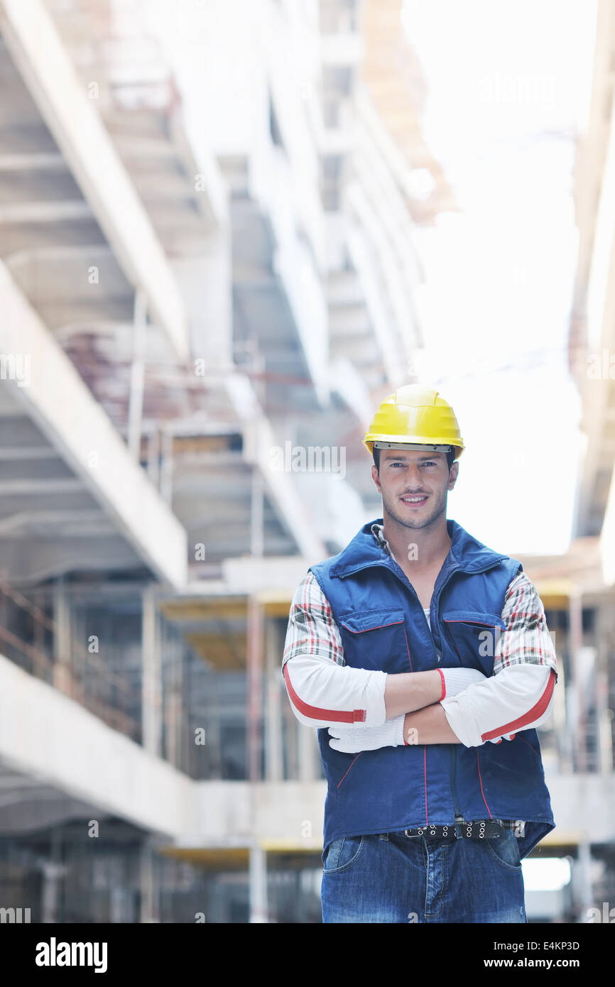 hard worker on construction site Stock Photo - Alamy