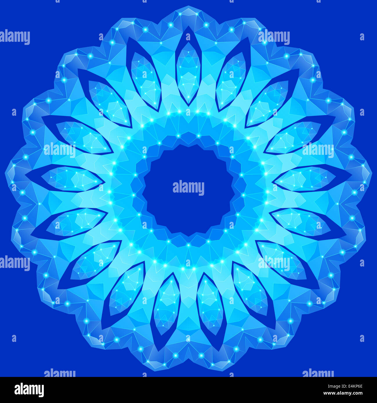 Polygonal geometric constellation in form circle pattern on blue ...