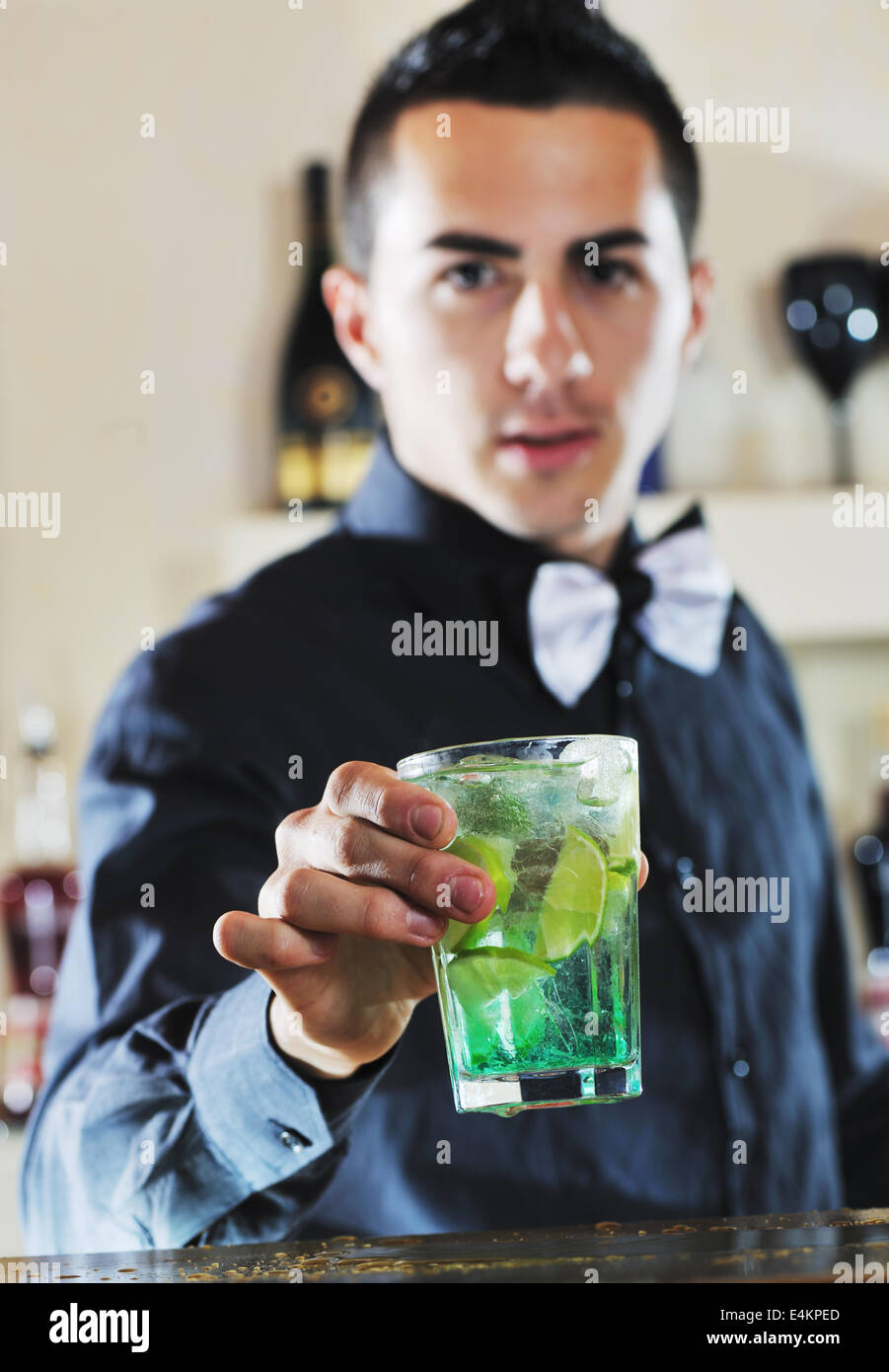 pro barman prepare coctail drink on party Stock Photo - Alamy