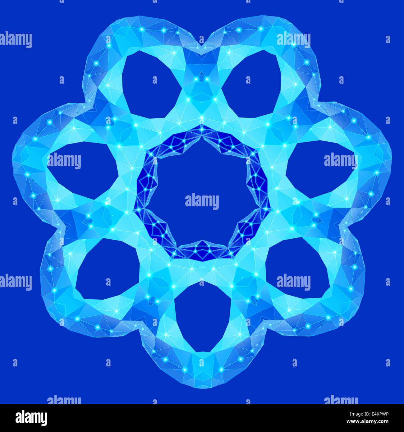 Polygonal geometric constellation in form flower with seven petals on ...