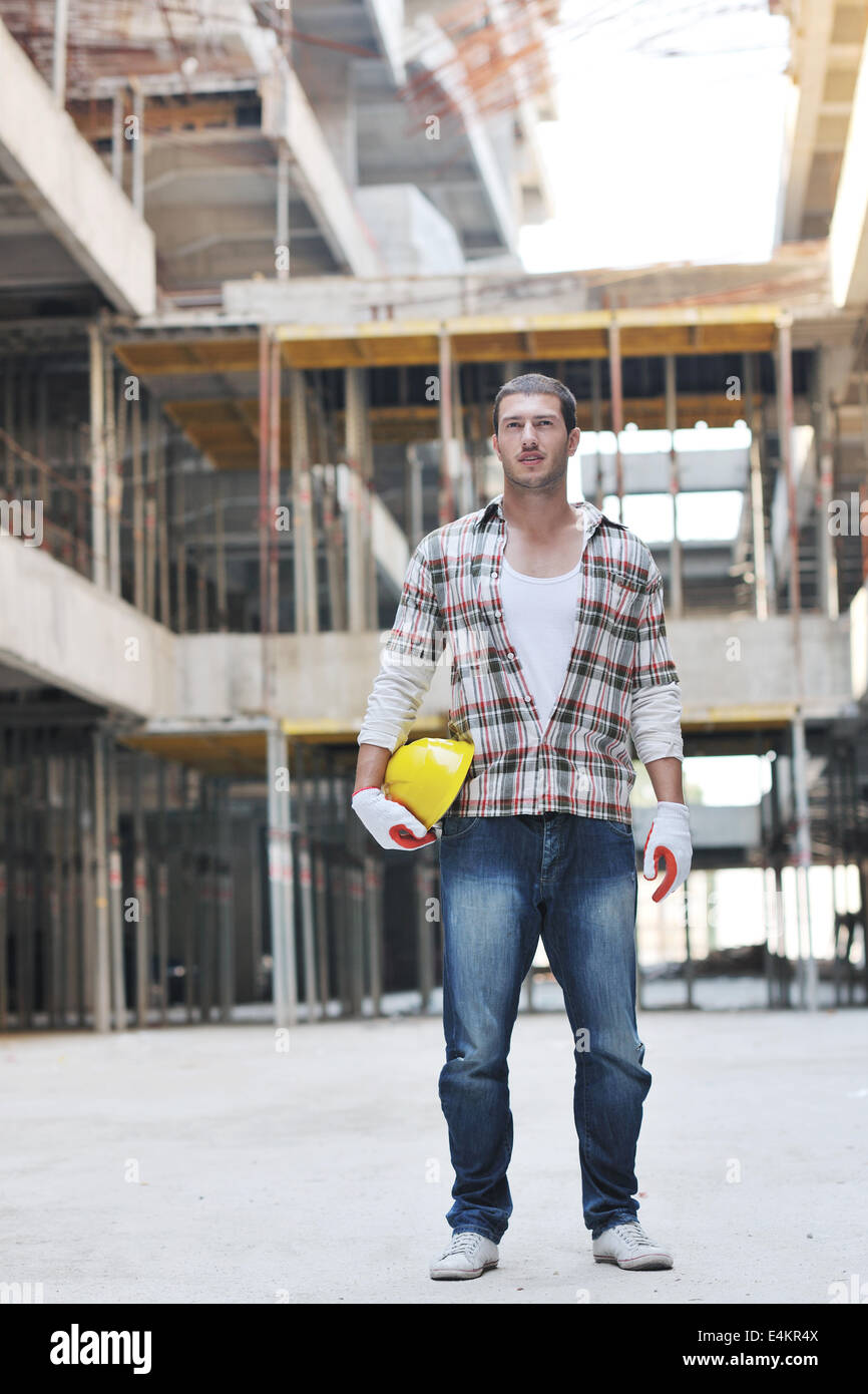 hard worker on construction site Stock Photo - Alamy