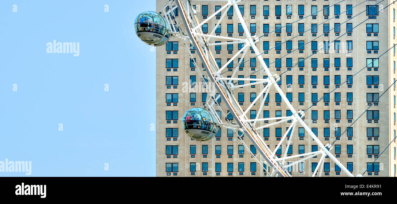 London, England, UK. London Eye / Millennium Wheel and the Shell Centre ...