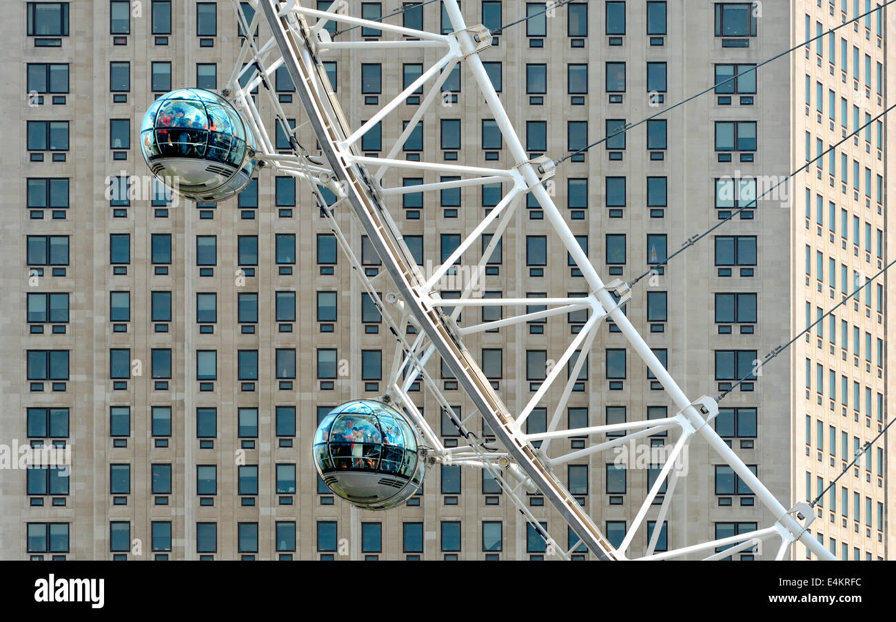 London, England, UK. London Eye / Millennium Wheel and the Shell Centre ...
