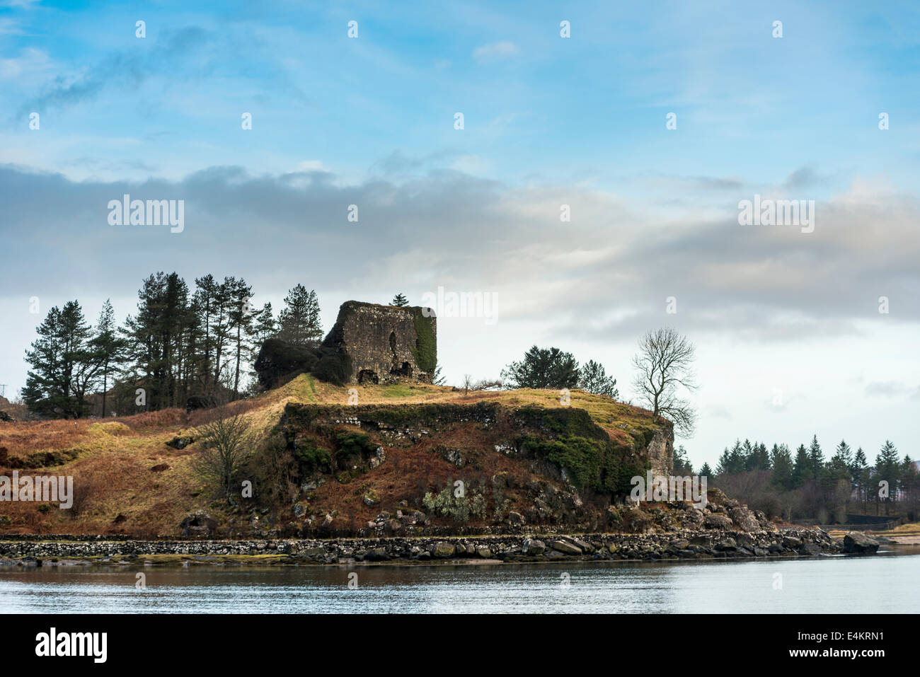Aros Castle on the Isle of Mull in the Inner Hebrides, Scotland. The ...