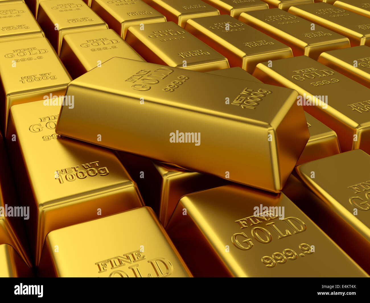 3d render of fine gold bars background. Treasure concept Stock Photo ...