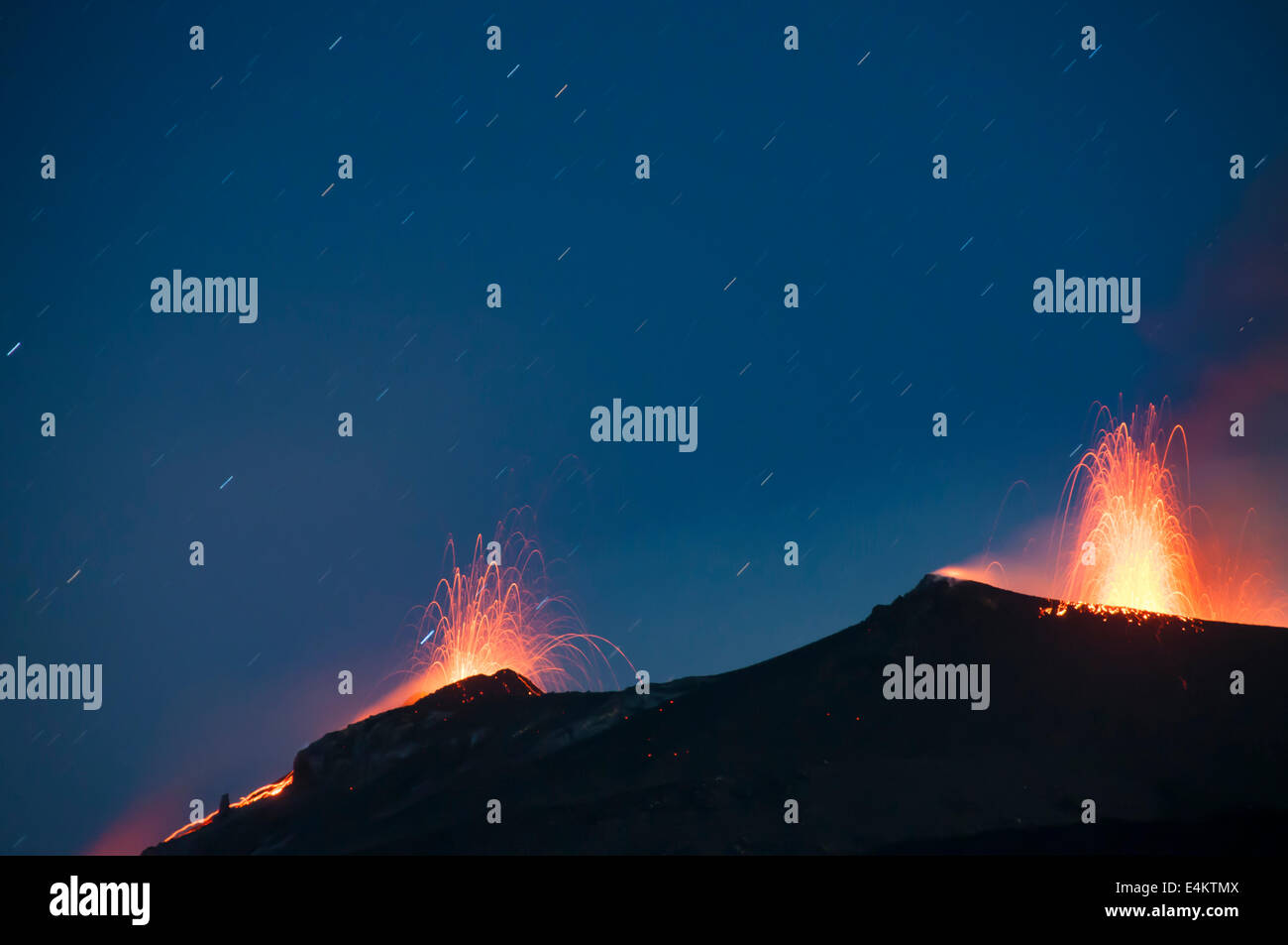 Eruption of Stromboli view from Punta dei Corvi Ginostra, Aeolian ...
