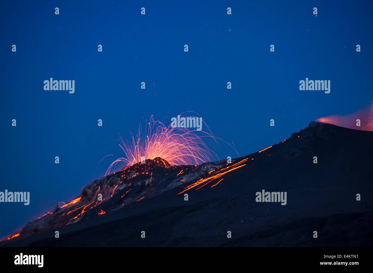 Eruption of Stromboli view from Punta dei Corvi Ginostra, Aeolian ...