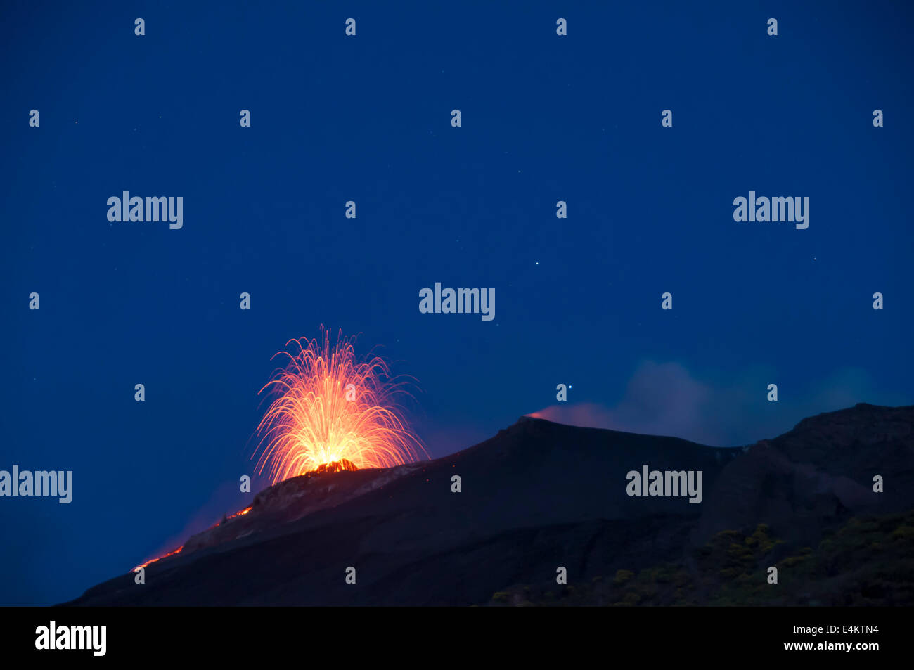 Eruption of Stromboli view from Punta dei Corvi Ginostra, Aeolian ...