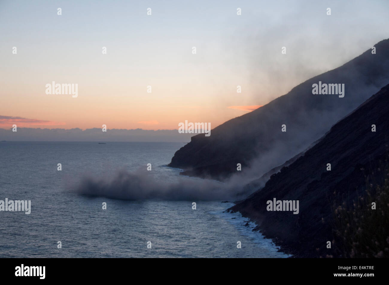 Eruption of Stromboli view from Punta dei Corvi Ginostra, Aeolian ...
