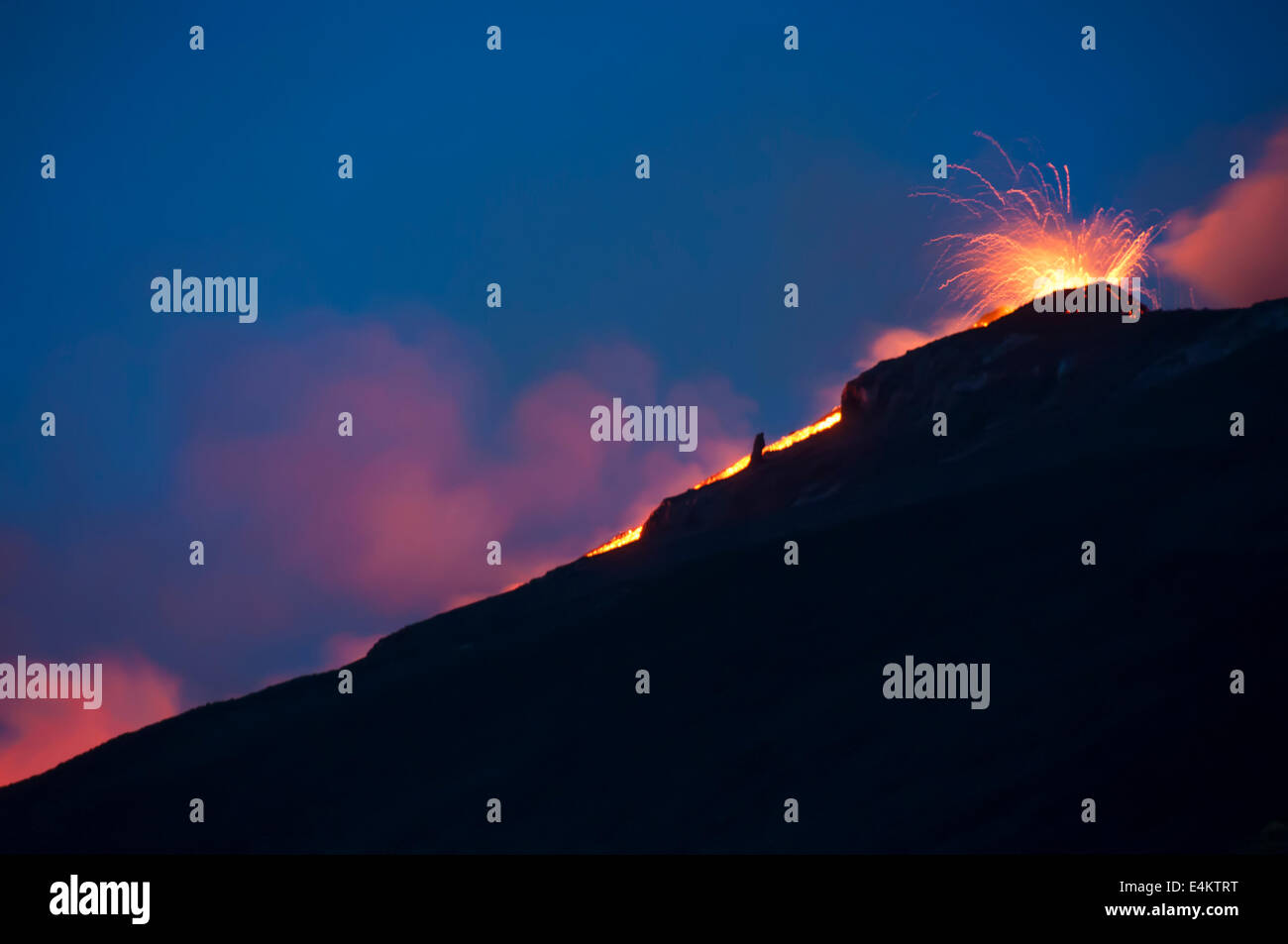 Eruption of Stromboli view from Punta dei Corvi Ginostra, Aeolian ...