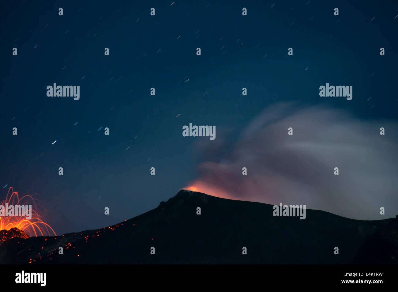 Eruption of Stromboli view from Punta dei Corvi Ginostra, Aeolian ...
