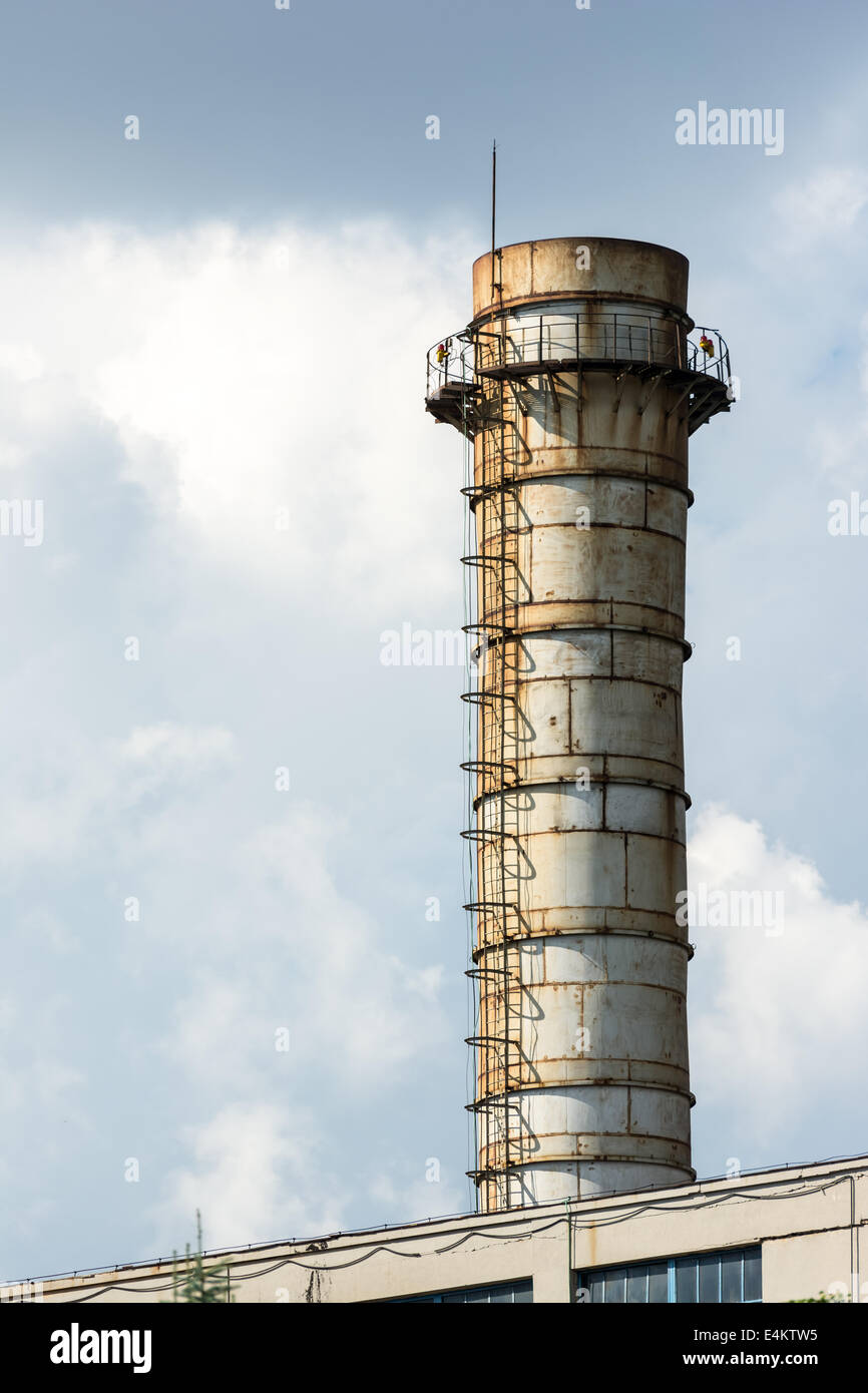 Industrial Power Plant Factory Tower With Polluted Sky Stock Photo - Alamy