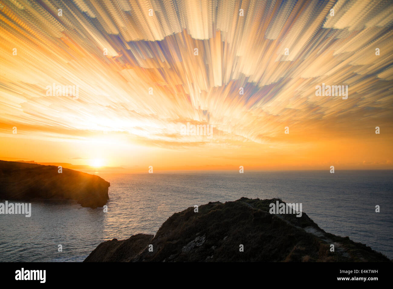 Unique time lapse stack sunrise landscape over rocky coastline Stock ...