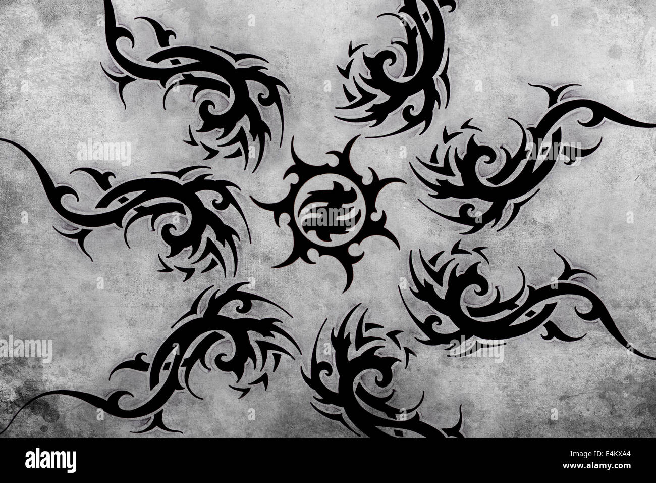 Tattoo design over grey background. textured backdrop. Artistic image ...
