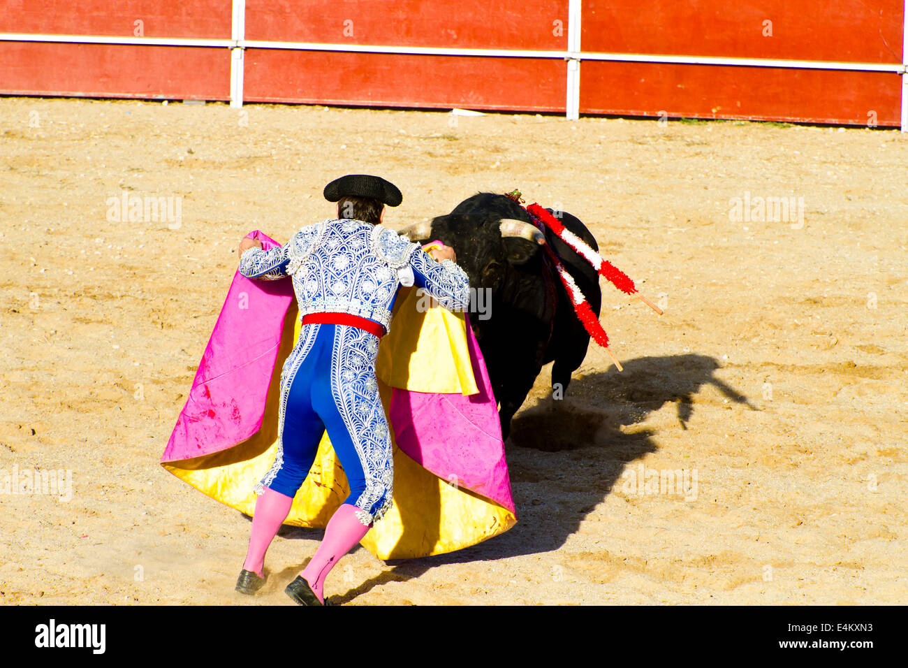 Torero and bull in bullfight. Madrid, Spain Stock Photo - Alamy