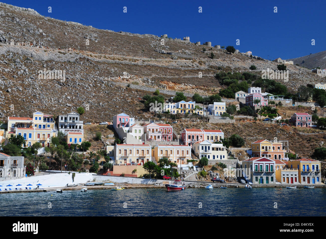 Harbour of Symi on Greek island of Symi Stock Photo - Alamy