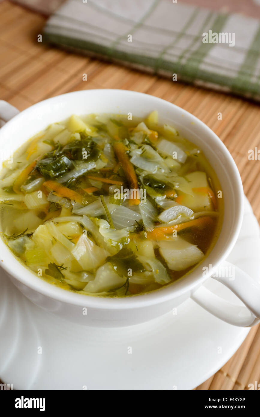 Schi of fresh young cabbage - Russian national dish Stock Photo - Alamy