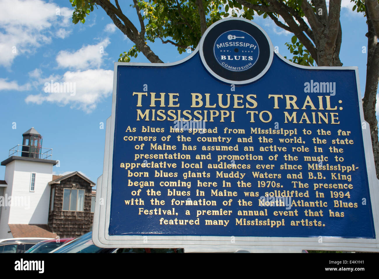 Maine, Rockland. Historic The Blues Trail sign Stock Photo - Alamy
