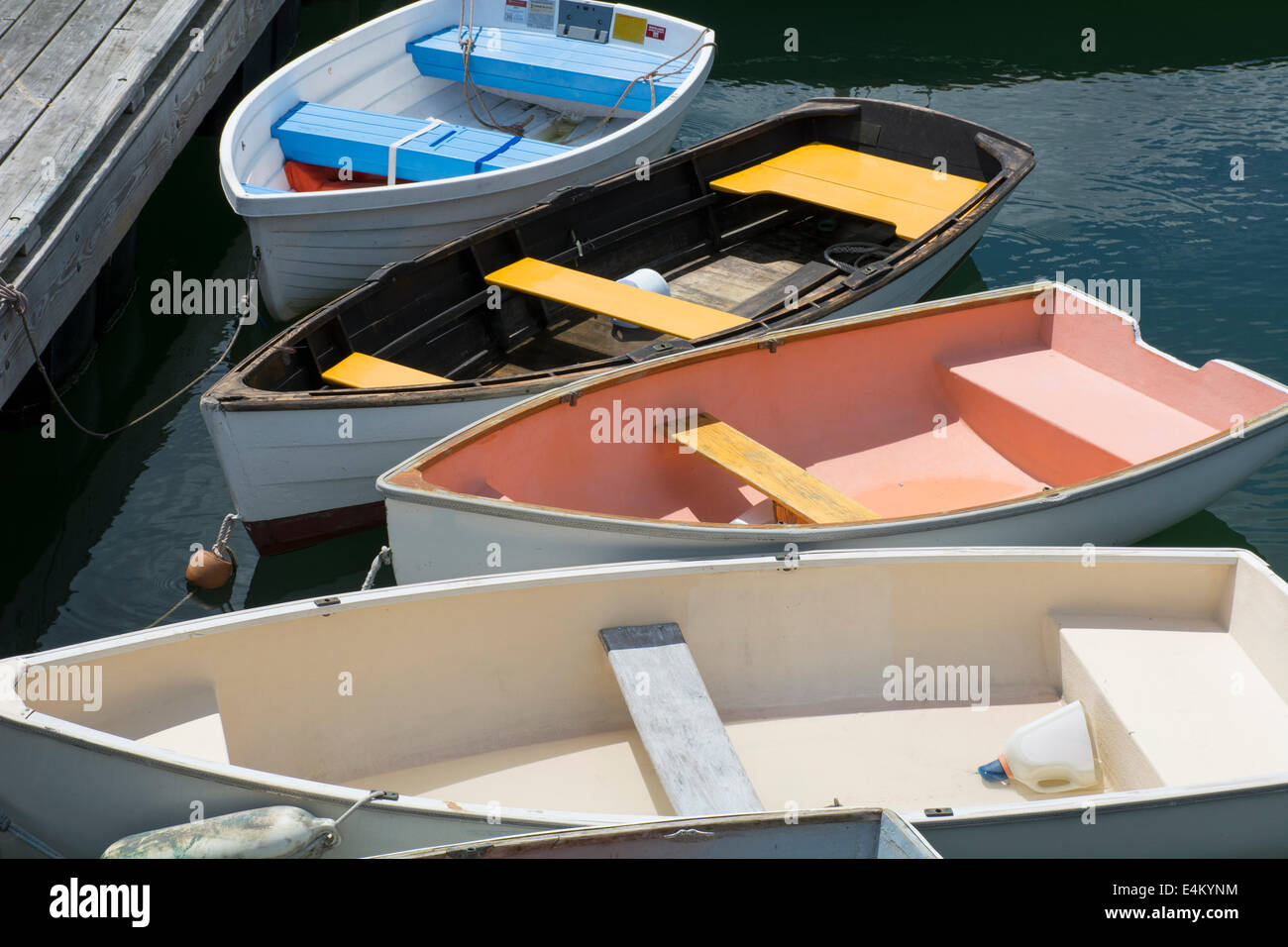 Maine, Rockland. Colorful row boats in Rockland marina Stock Photo - Alamy