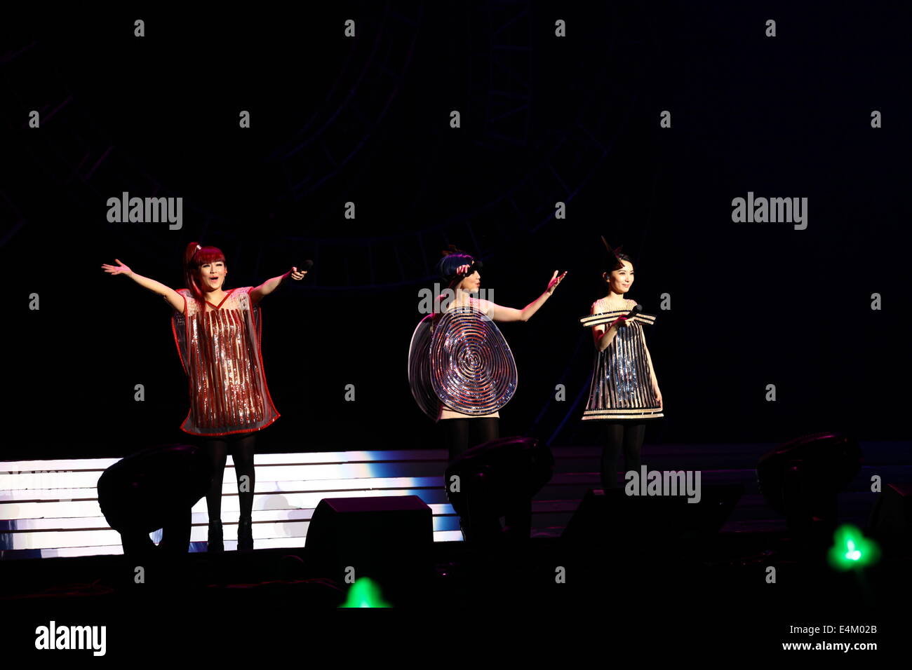 Taiwan pop girl group S.H.E. perform on the stage of their Shanghai ...