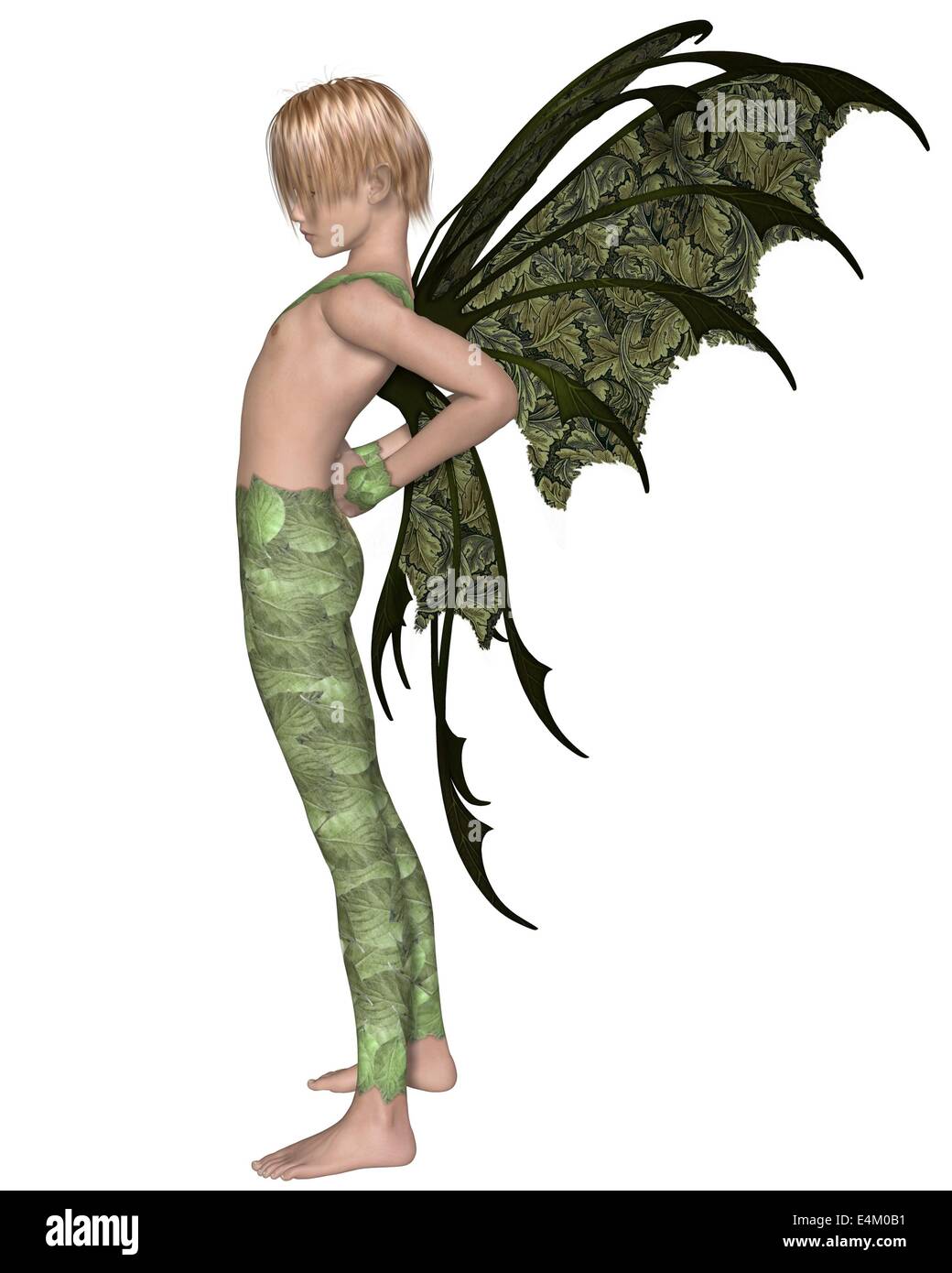 Fairy Boy in Green, Stretching Stock Photo - Alamy