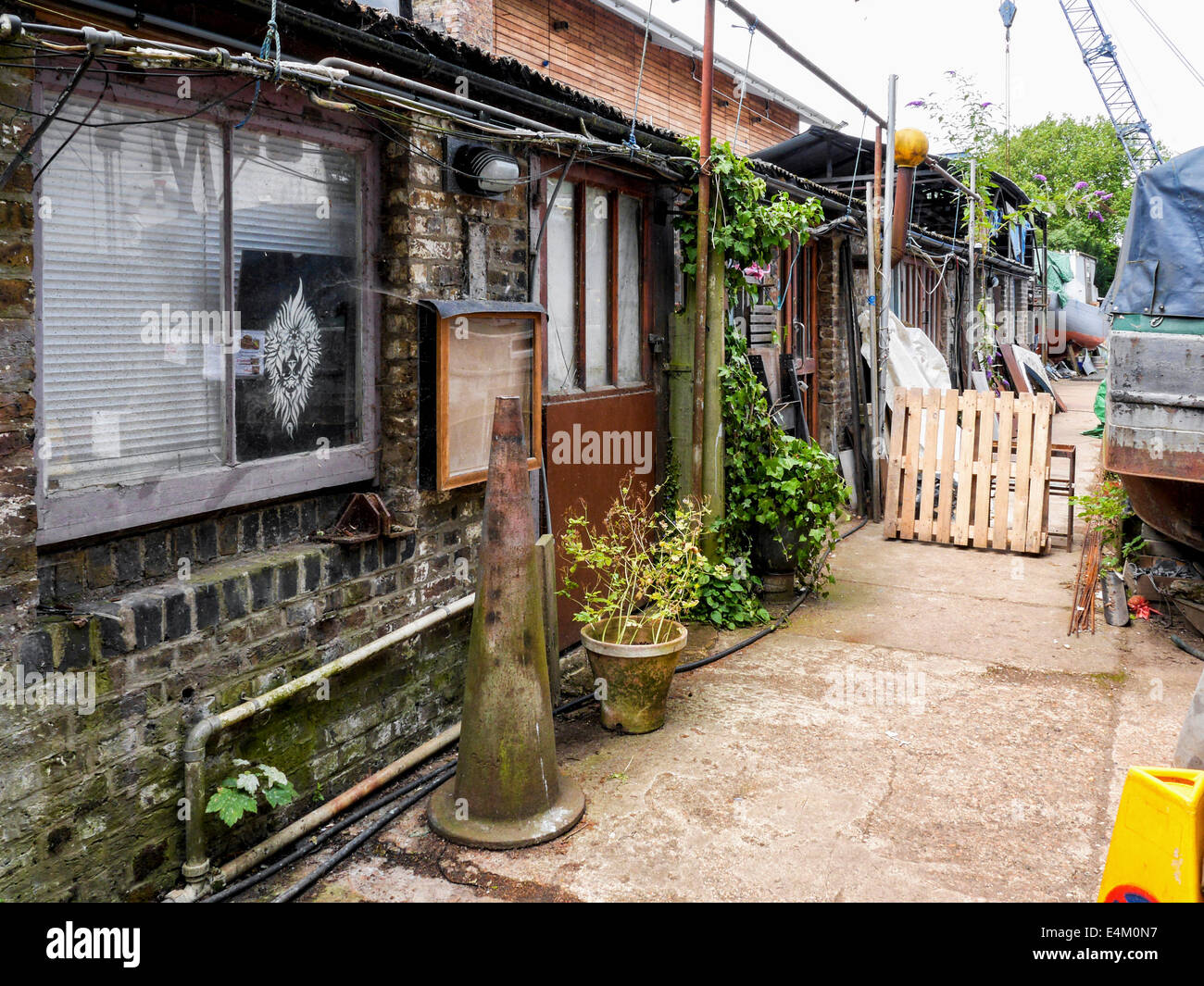 Artists' studios in the working boatyard area of Eel Pie Island ...