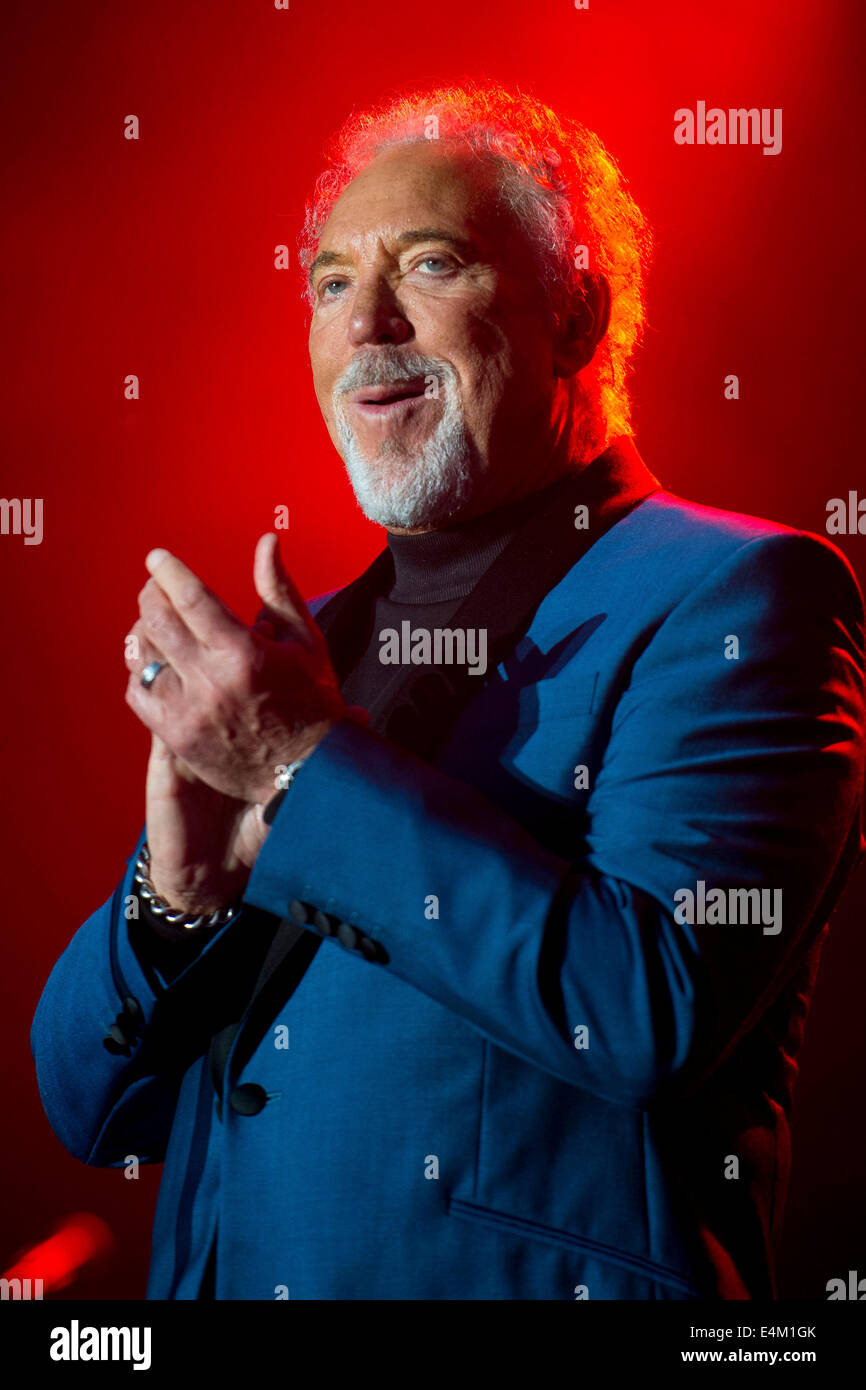 Welsh singer Tom Jones on stage at Chepstow Racecourse Stock Photo - Alamy
