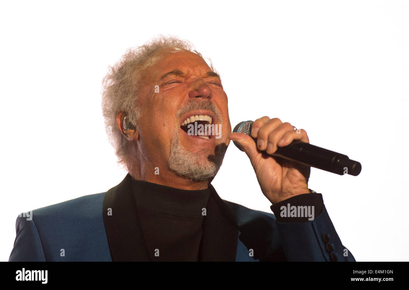 Welsh singer Tom Jones on stage at Chepstow Racecourse Stock Photo - Alamy