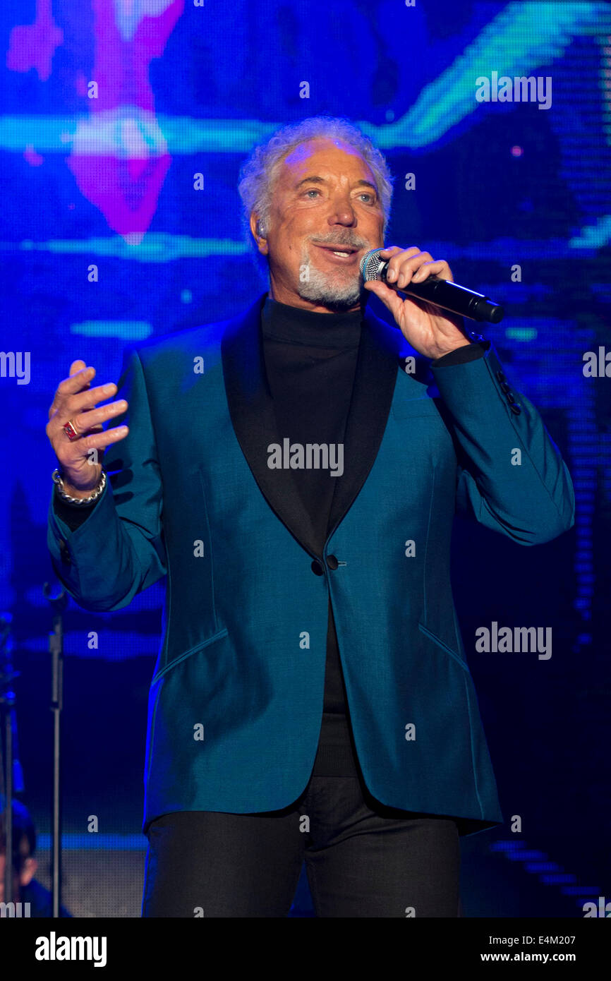 Welsh singer Tom Jones on stage at Chepstow Racecourse Stock Photo - Alamy