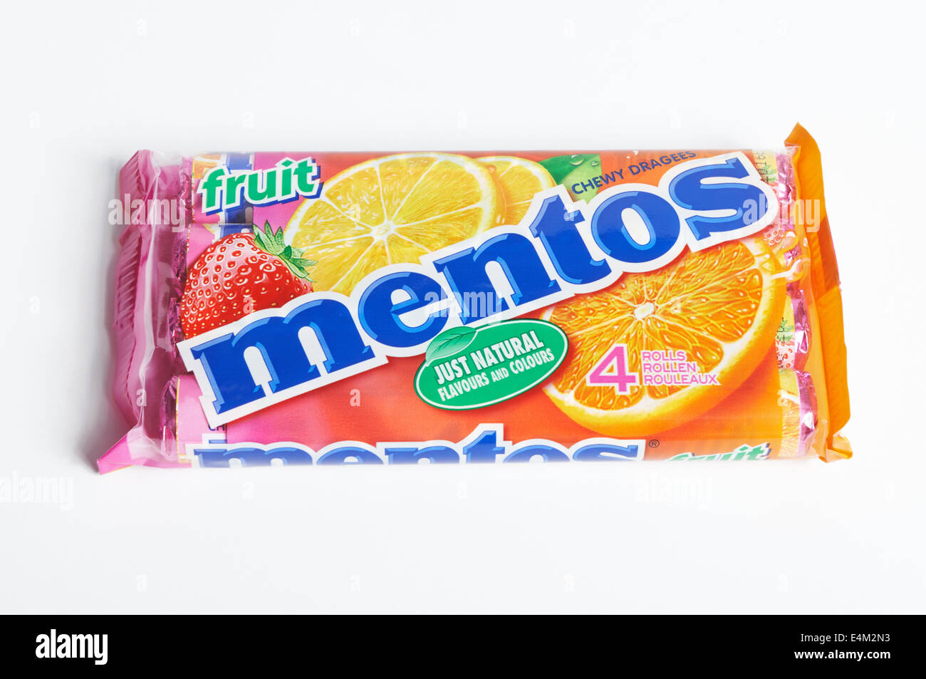 Four pack of fruit Mentos chewy sweets Stock Photo - Alamy