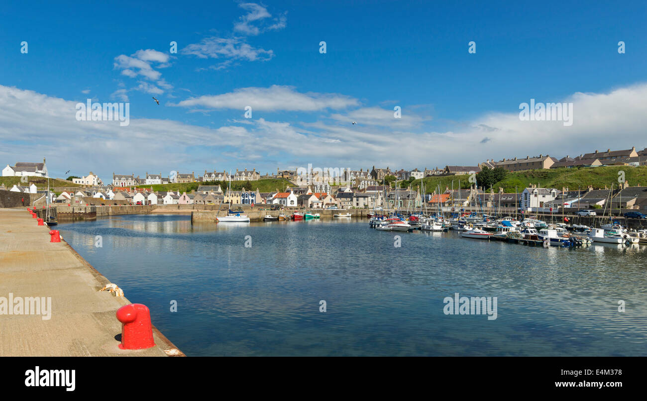 FINDOCHTY HARBOUR AND RED MOORING POSTS MORAY COAST SCOTLAND Stock ...