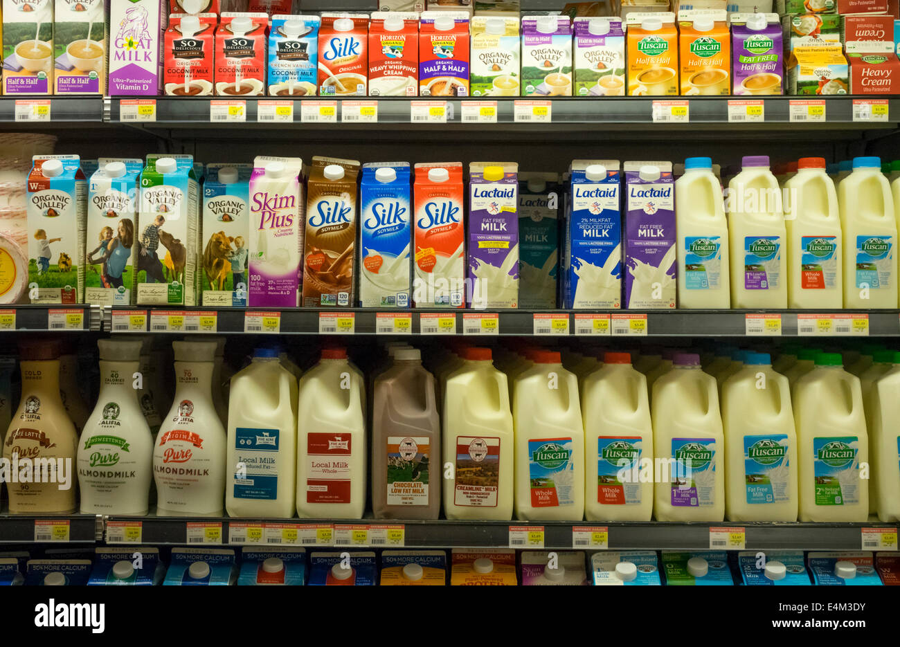 Milk and mike substitute products in a supermarket in New York City ...