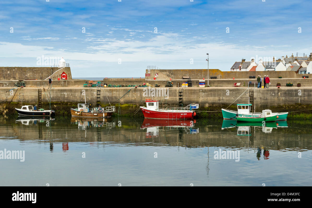 UNLOADING CRAB BOATS IN FINDOCHTY HARBOUR MORAY COAST SCOTLAND Stock ...