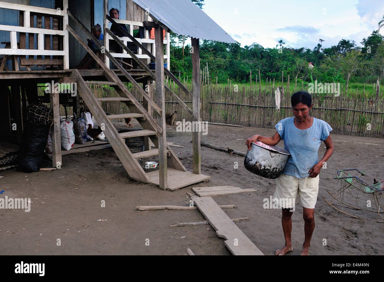 Traditional house in PANGUANA . Department of Loreto .PERU Stock Photo ...