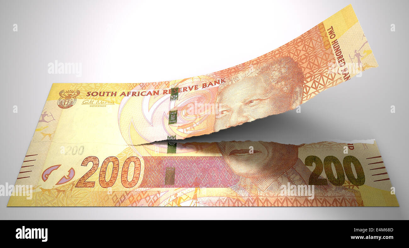 A concept picture of a regular South African two hundred rand note ...