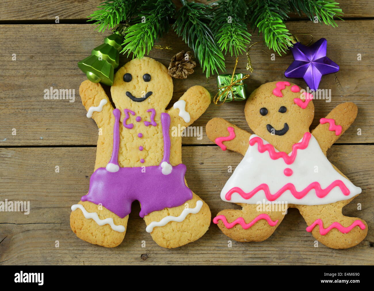 traditional Christmas gingerbread man with festive decorations and ...