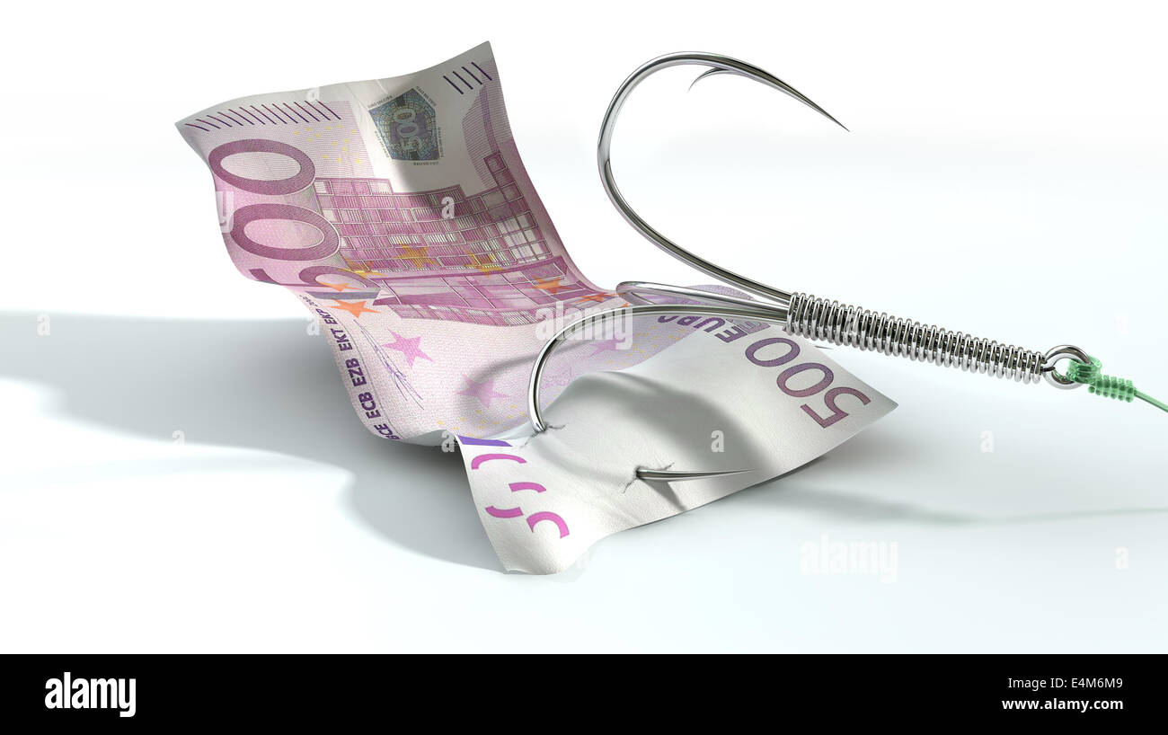 A concept image showing a five hundred euro banknote used as bait ...