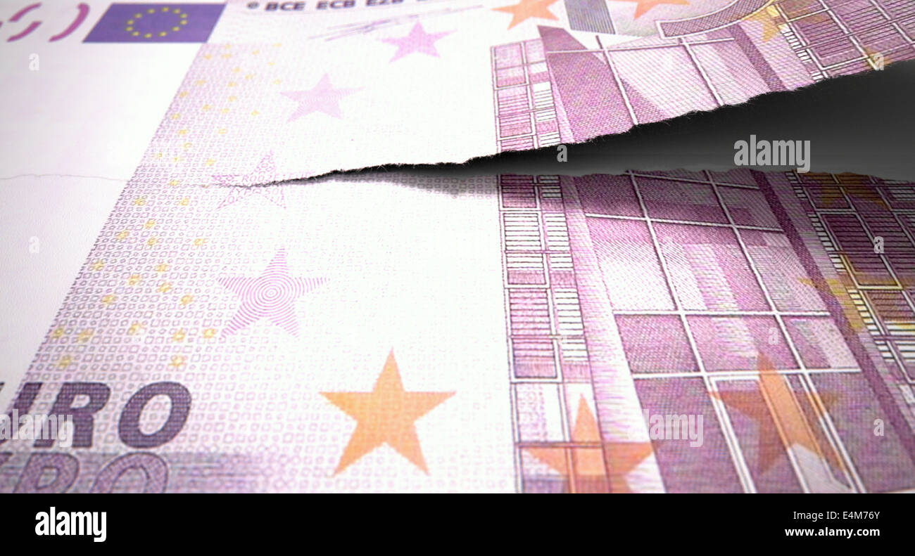 A concept picture of a regular american five hundred euro note tearing ...