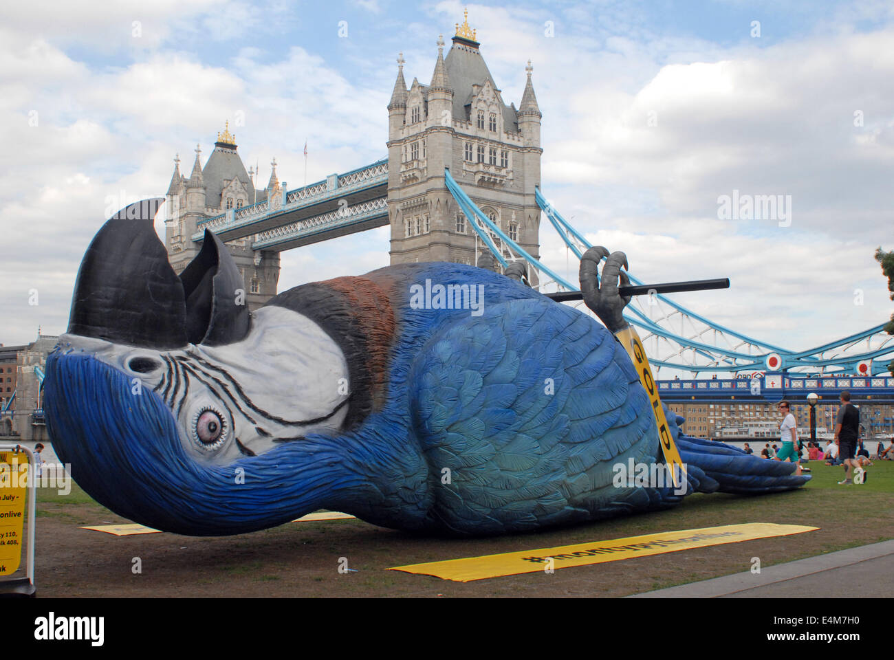 London, UK. 14th July, 2014. A giant dead parrot from the Monty Python ...