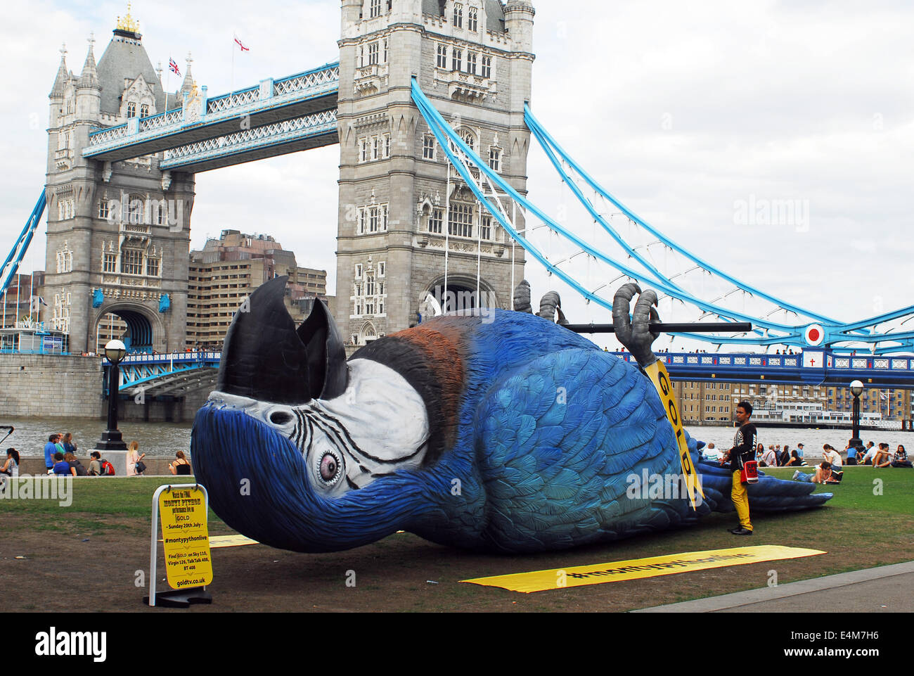 London, UK. 14th July, 2014. A giant dead parrot from the Monty Python ...