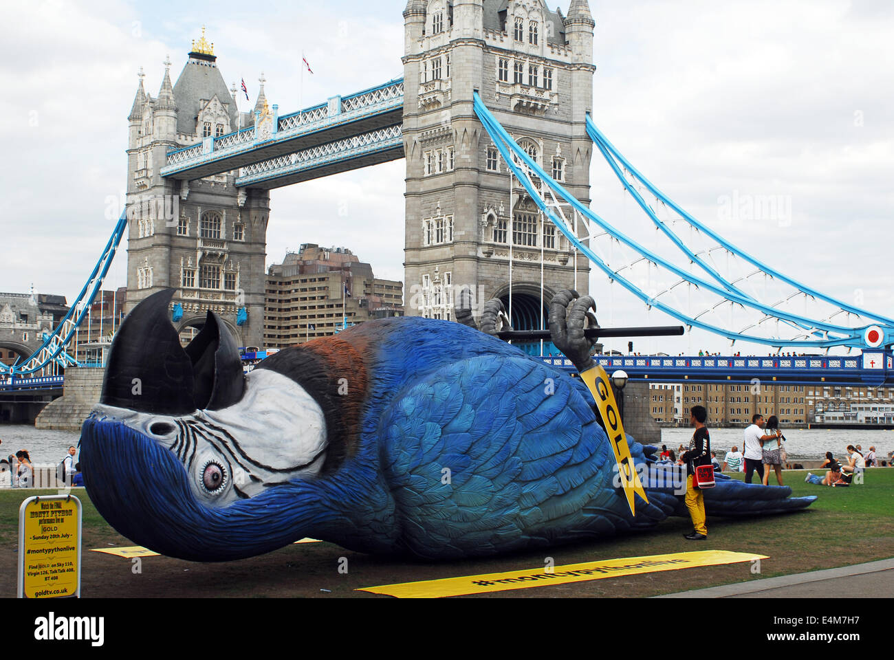London, UK. 14th July, 2014. A giant dead parrot from the Monty Python ...