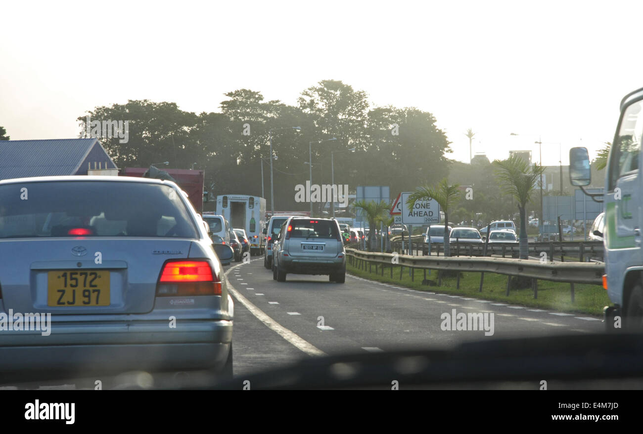 a traffic jam on the M2 motorway in Mauritius Stock Photo - Alamy