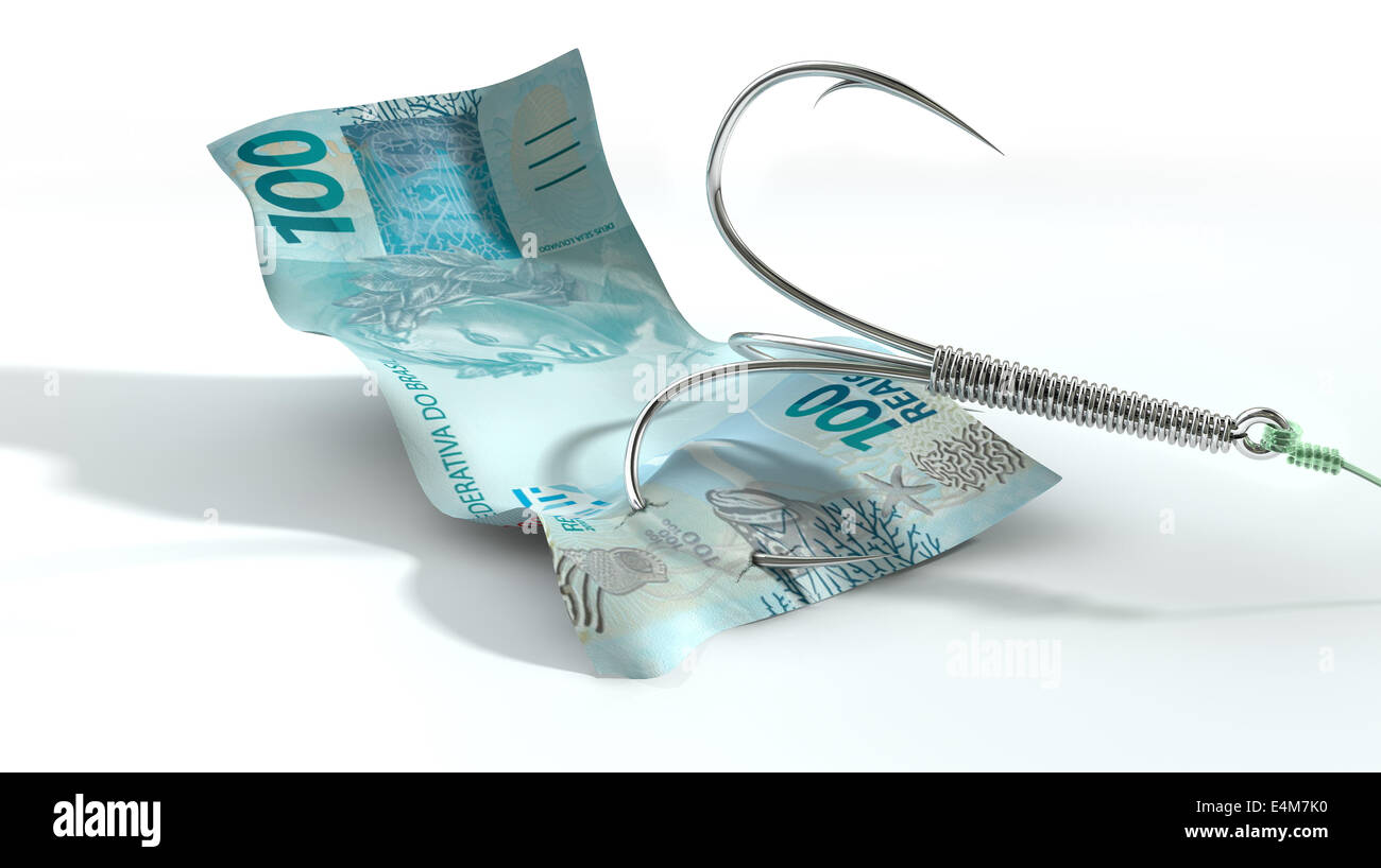 A concept image showing a one hundred real banknote used as bait ...