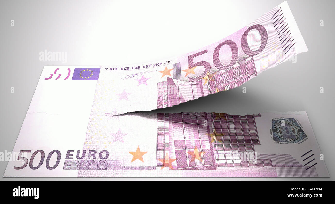 A concept picture of a regular american five hundred euro note tearing ...