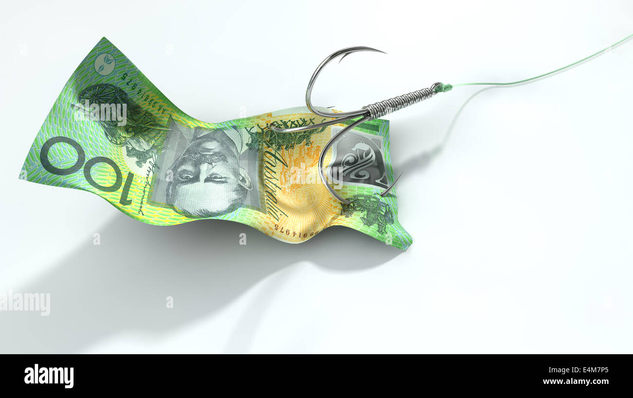 A concept image showing a one hundred australian dollar banknote used ...